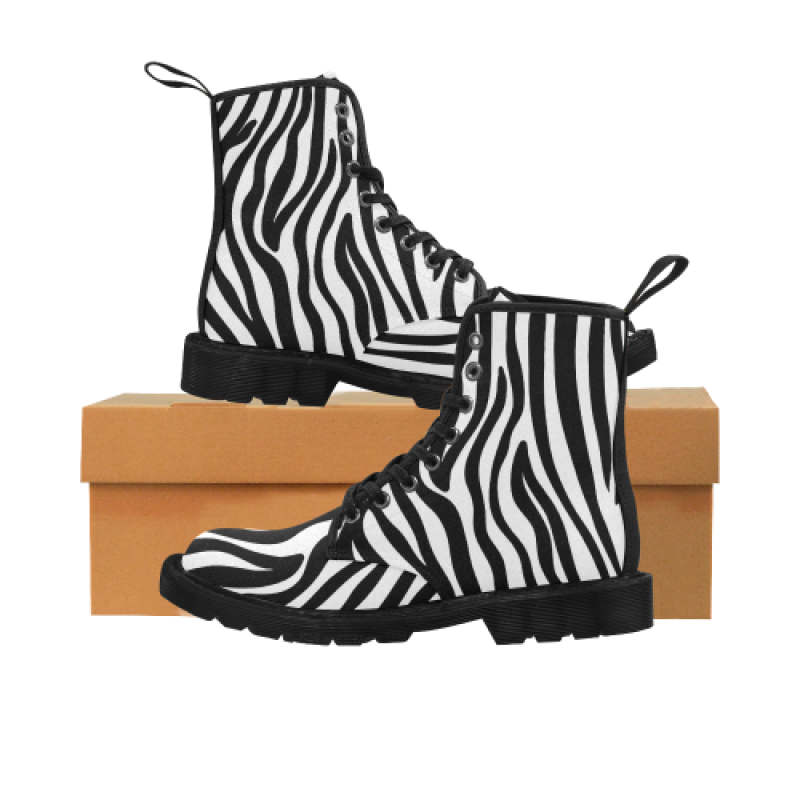 Women’s Canvas Ankle Boots - Custom Zebra Pattern - Animal Social Company